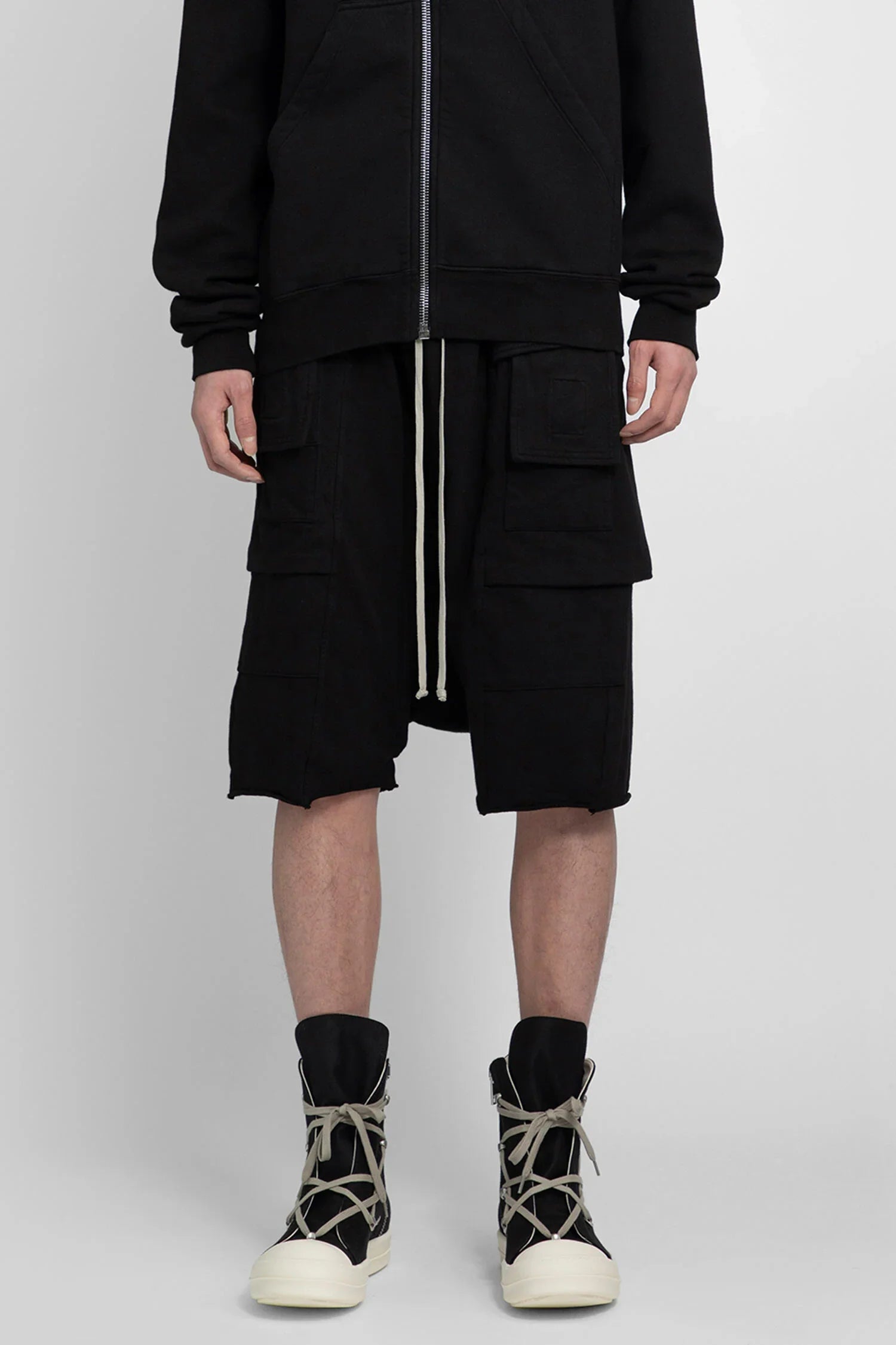 RICK OWENS MAN BLACK SHORTS & SKIRTS - RICK OWENS - SHORTS & SKIRTS ...